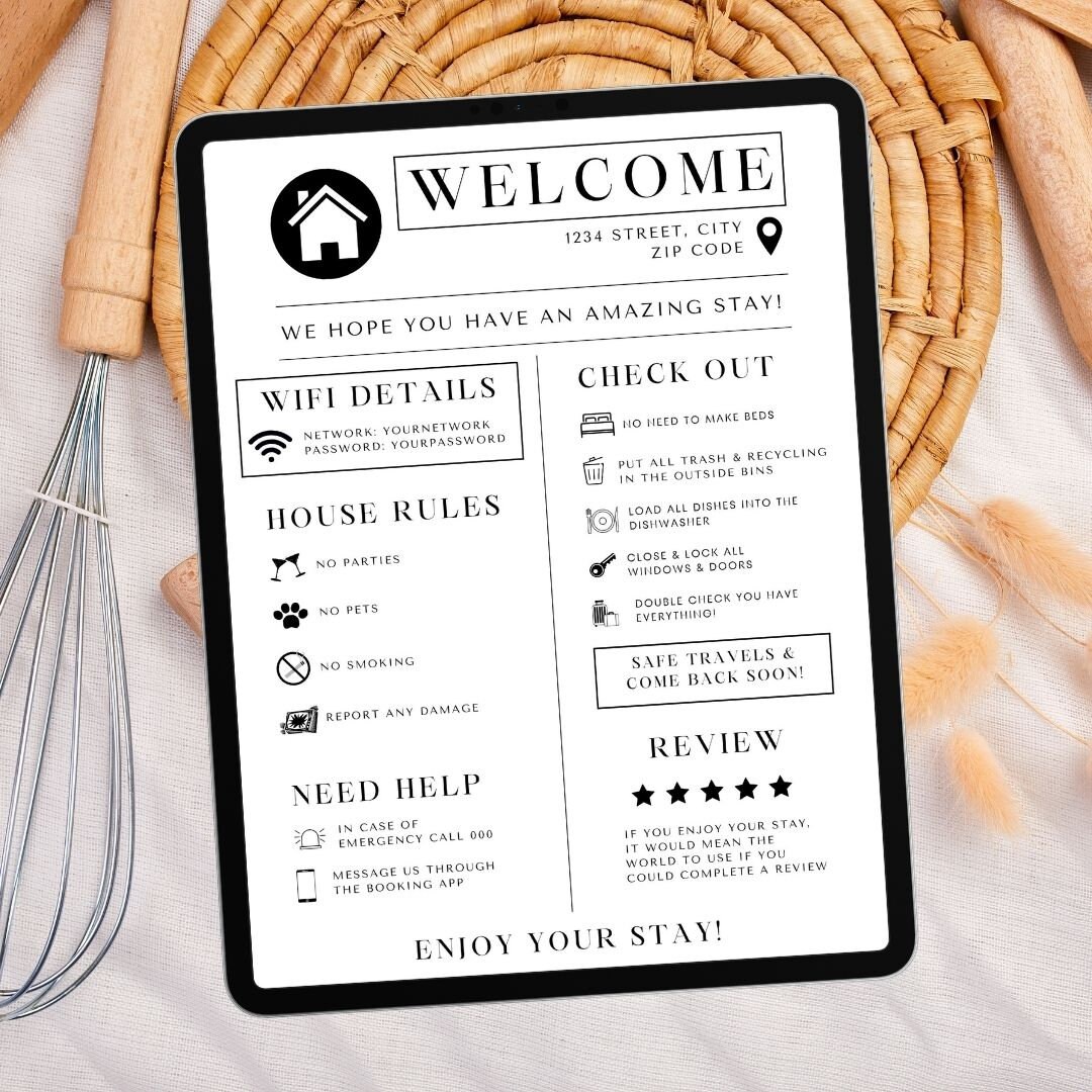 Airbnb Welcome Sign Simple, VRBO Template Welcome Guide, Host Vacation ...