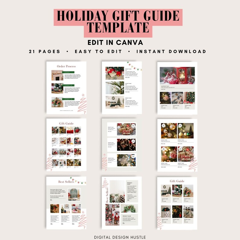 Christmas Gift Guide Template, Christmas Catalog Template, Holiday Gift ...