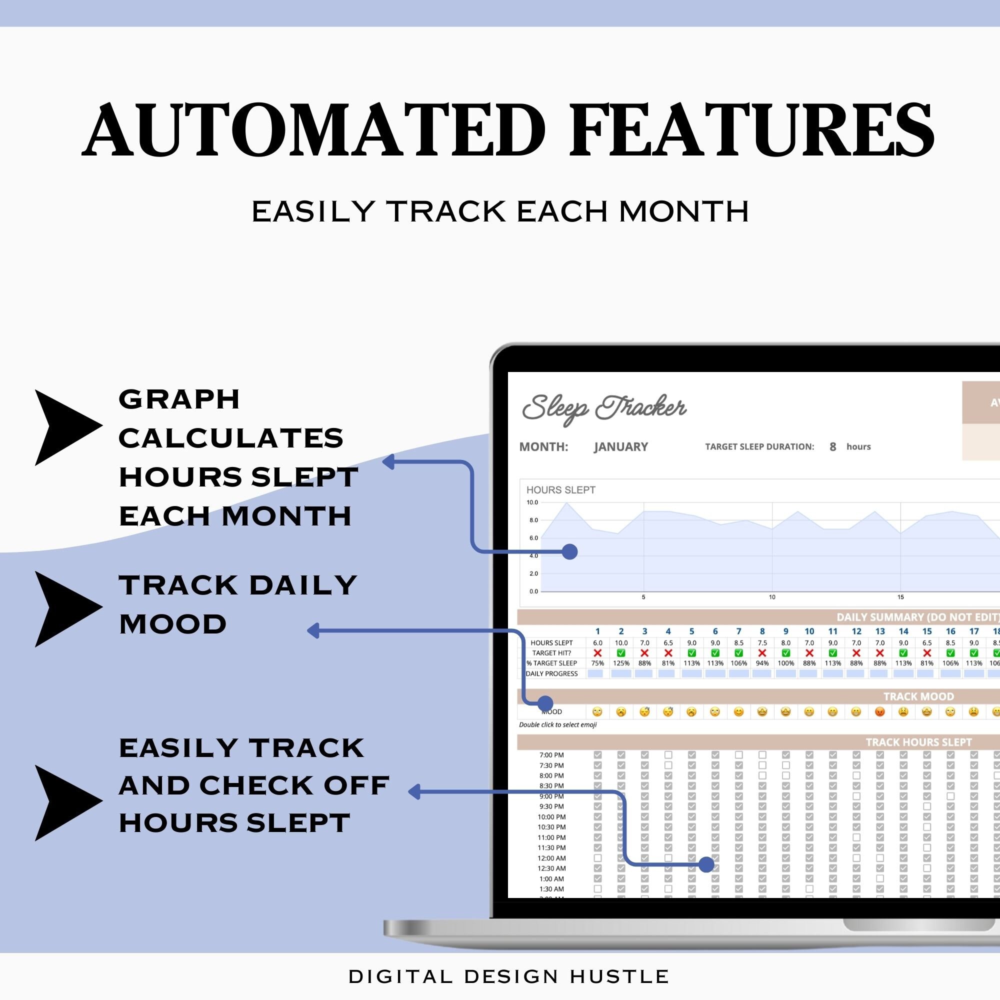Sleep Tracker Google Sheets, Sleep Tracker Spreadsheet, Mood Tracker ...