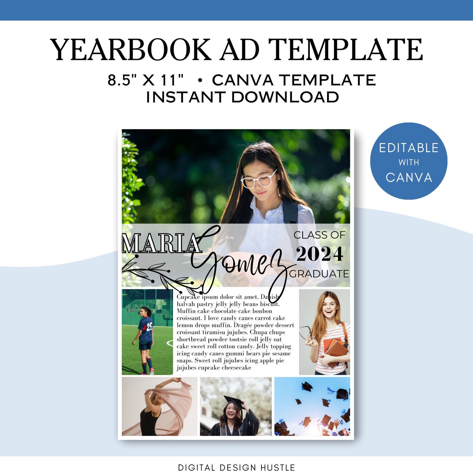 Yearbook Ad Canva Template, Full Page Senior Yearbook Ad Template ...