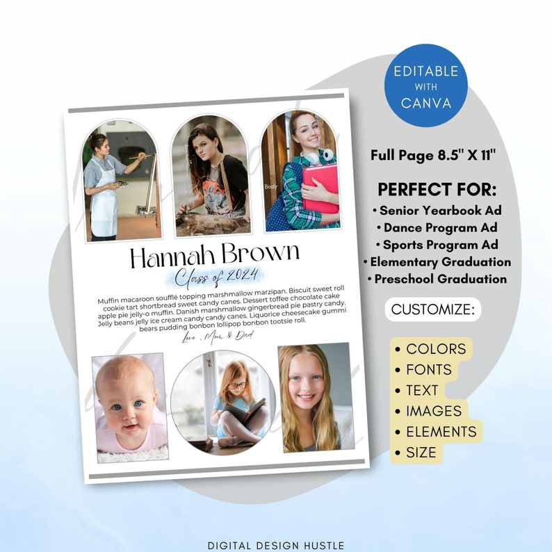 Yearbook Ad Canva Template, Full Page Senior Yearbook Ad Template ...