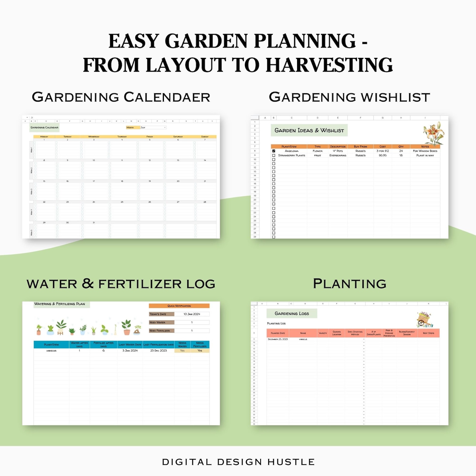 Garden Planner Spreadsheet, Family Garden Planner, Backyard Garden Planner, Gardening Planner ...