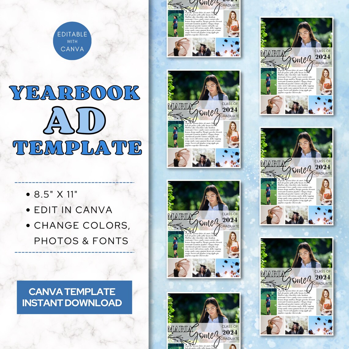 Yearbook Ad Canva Template, Full Page Senior Yearbook Ad Template ...