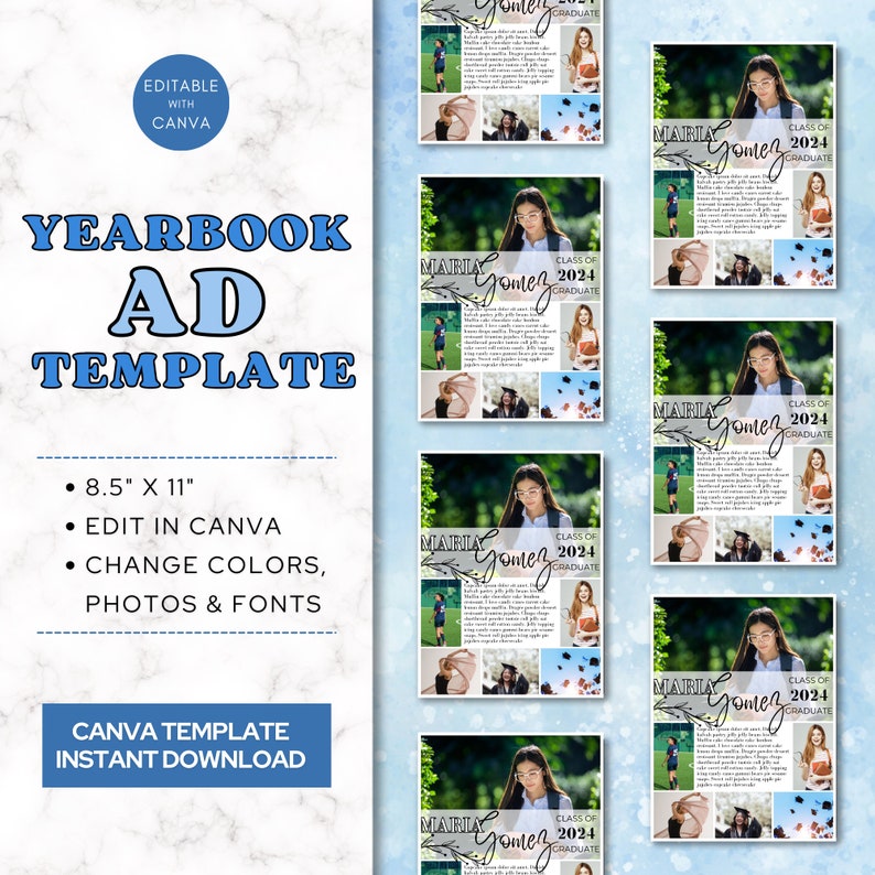 Yearbook Ad Canva Template, Full Page Senior Yearbook Ad Template ...