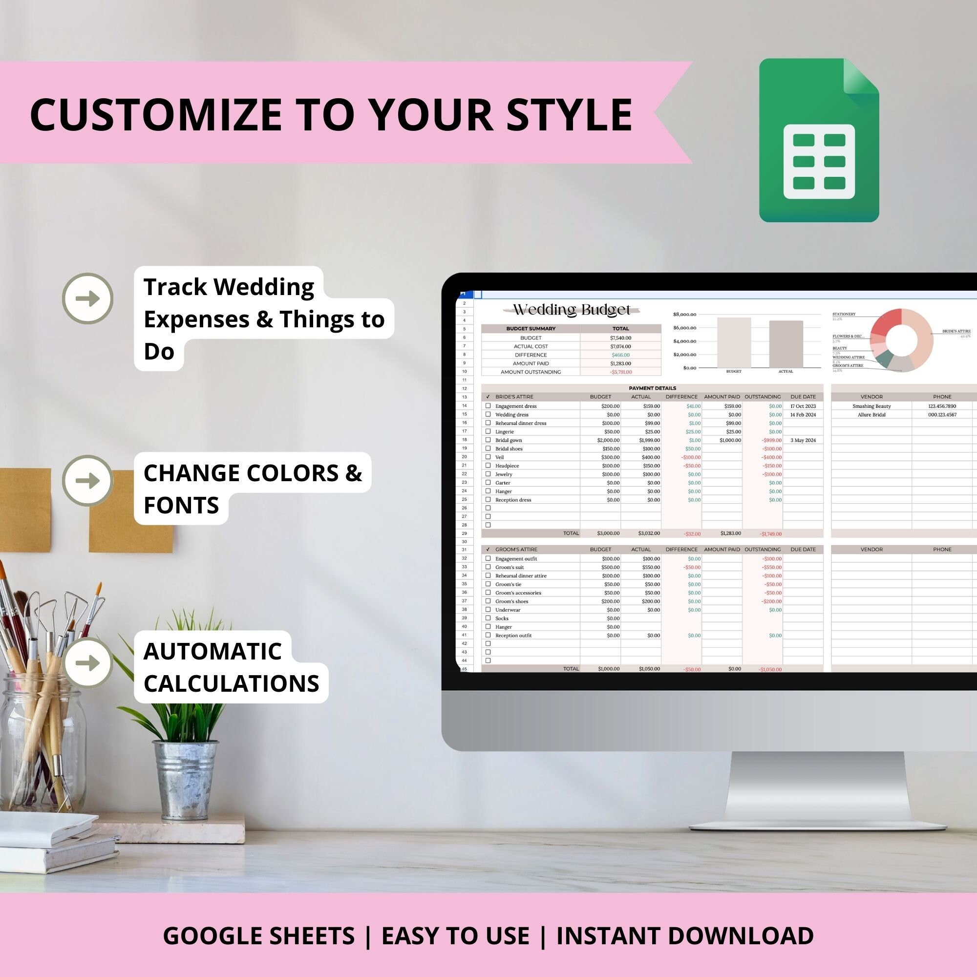 Wedding Budget Spreadsheet Google Sheets, Wedding Planning Budget ...