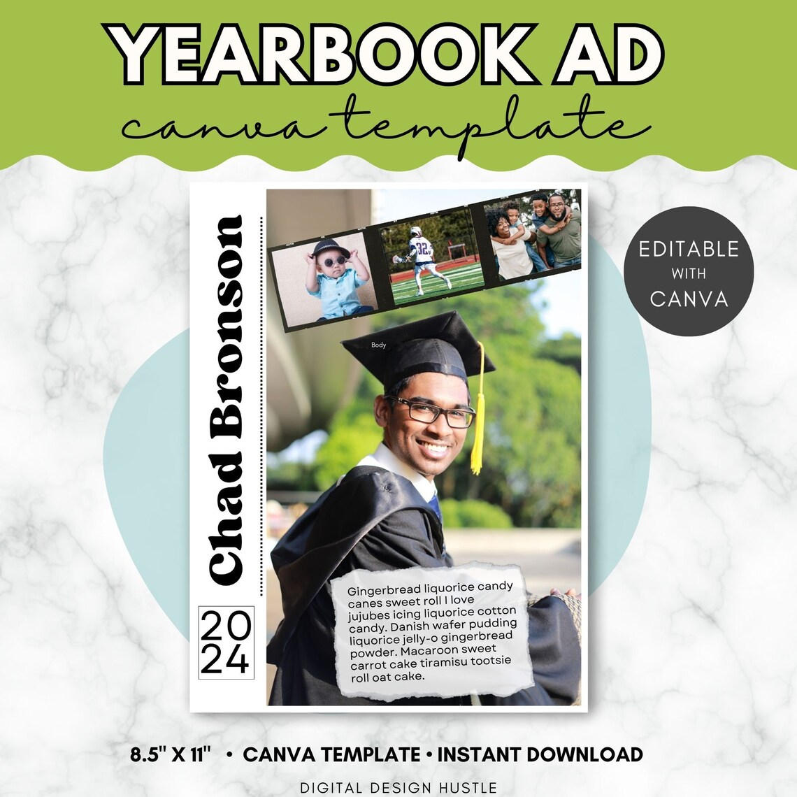 Yearbook Ad Canva Template, Full Page Senior Yearbook Ad Template ...