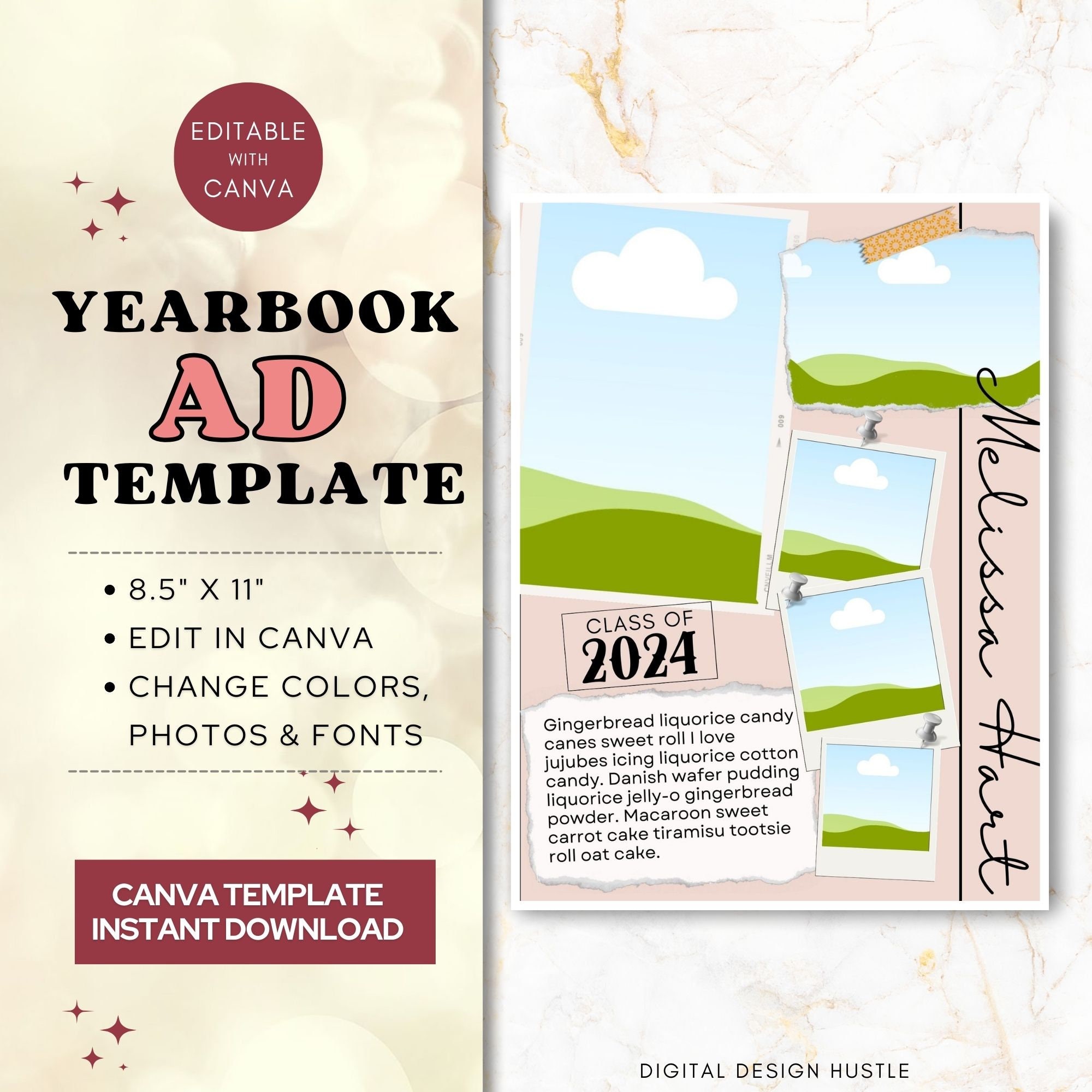 Yearbook Ad Canva Template, Full Page Senior Yearbook Ad Template ...