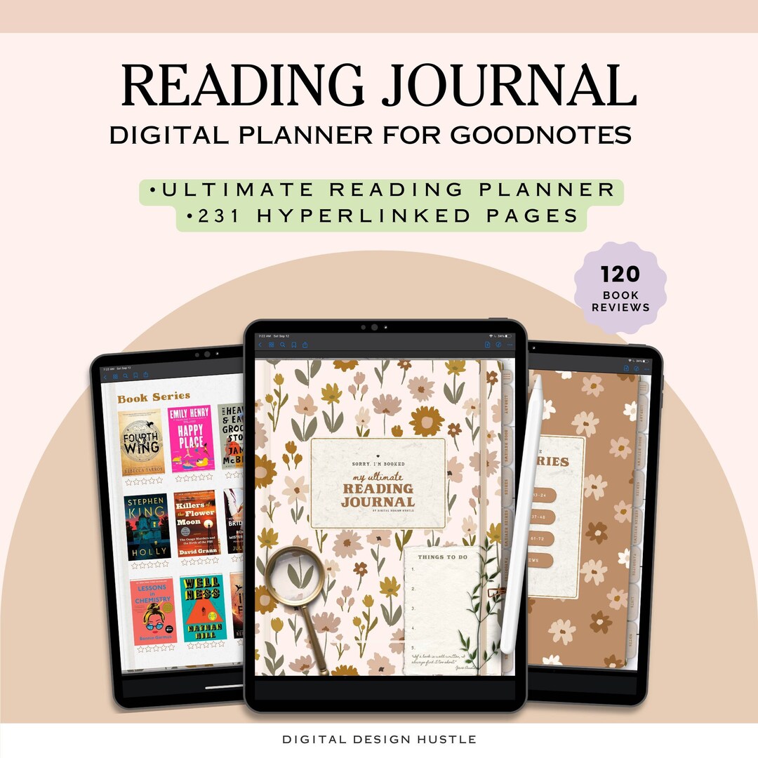 Digital Reading Book Journal, Reading Planner and Tracker Spreadsheet ...