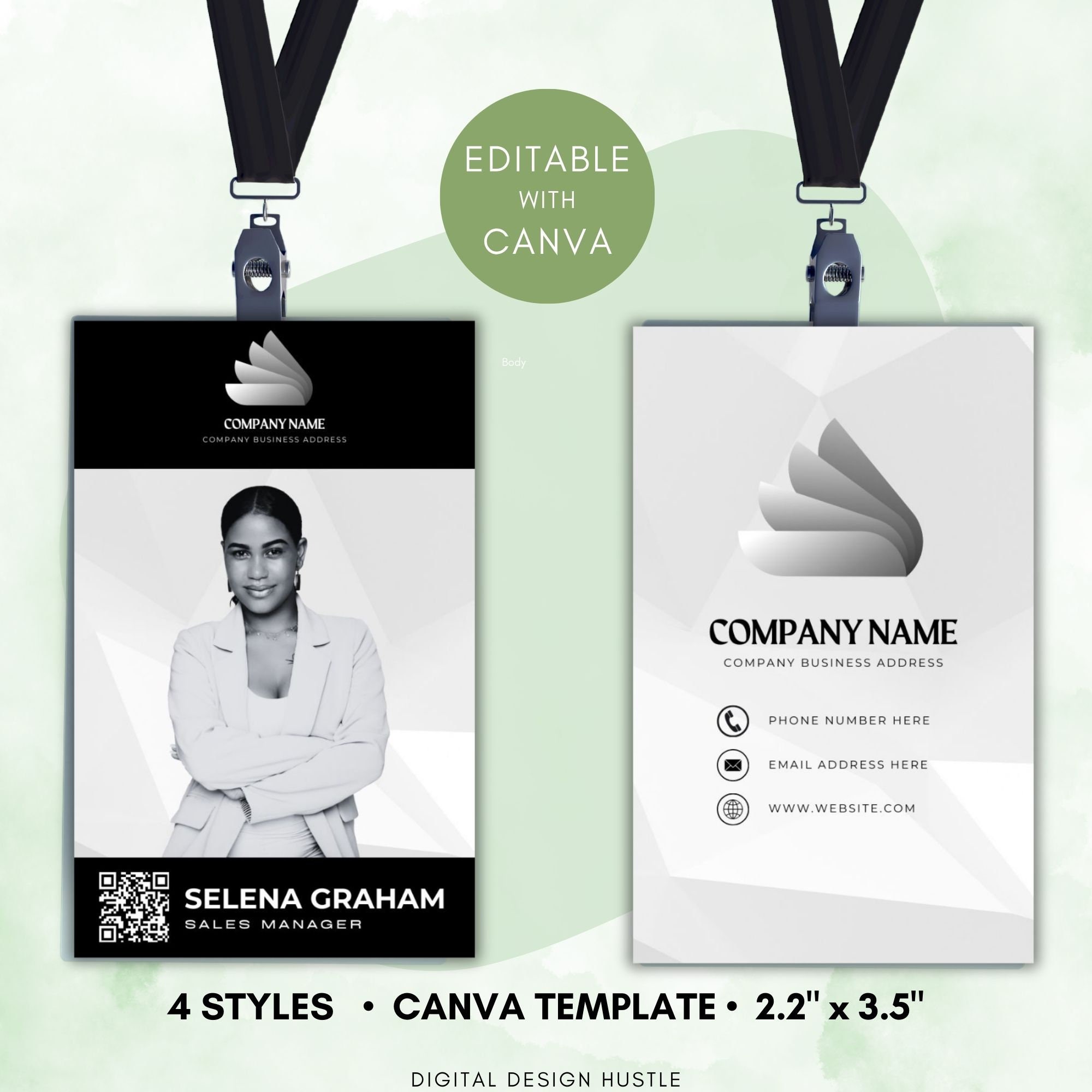 ID Badge Canva Template Employee ID Badge Editable Badge, Teacher Id ...