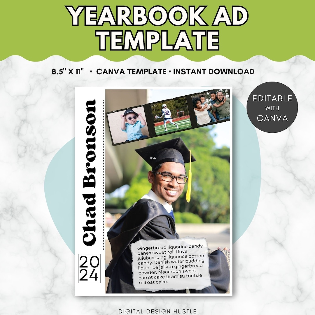 Yearbook Ad Canva Template, Full Page Senior Yearbook Ad Template ...