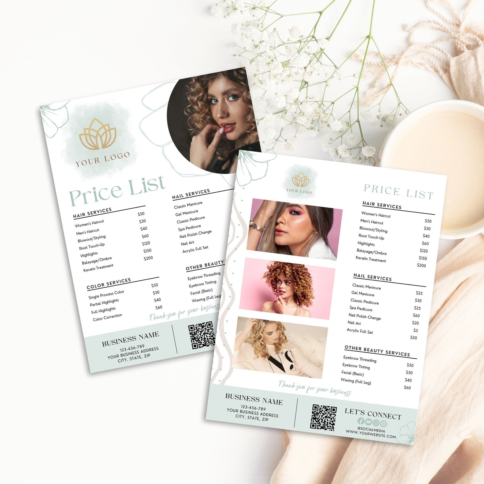 Editable Beauty Salon Price List Template, Canva Price Menu, Hair Salon ...