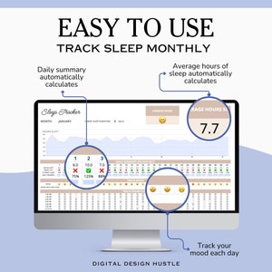 Sleep Tracker Google Sheets, Sleep Tracker Spreadsheet, Mood Tracker ...