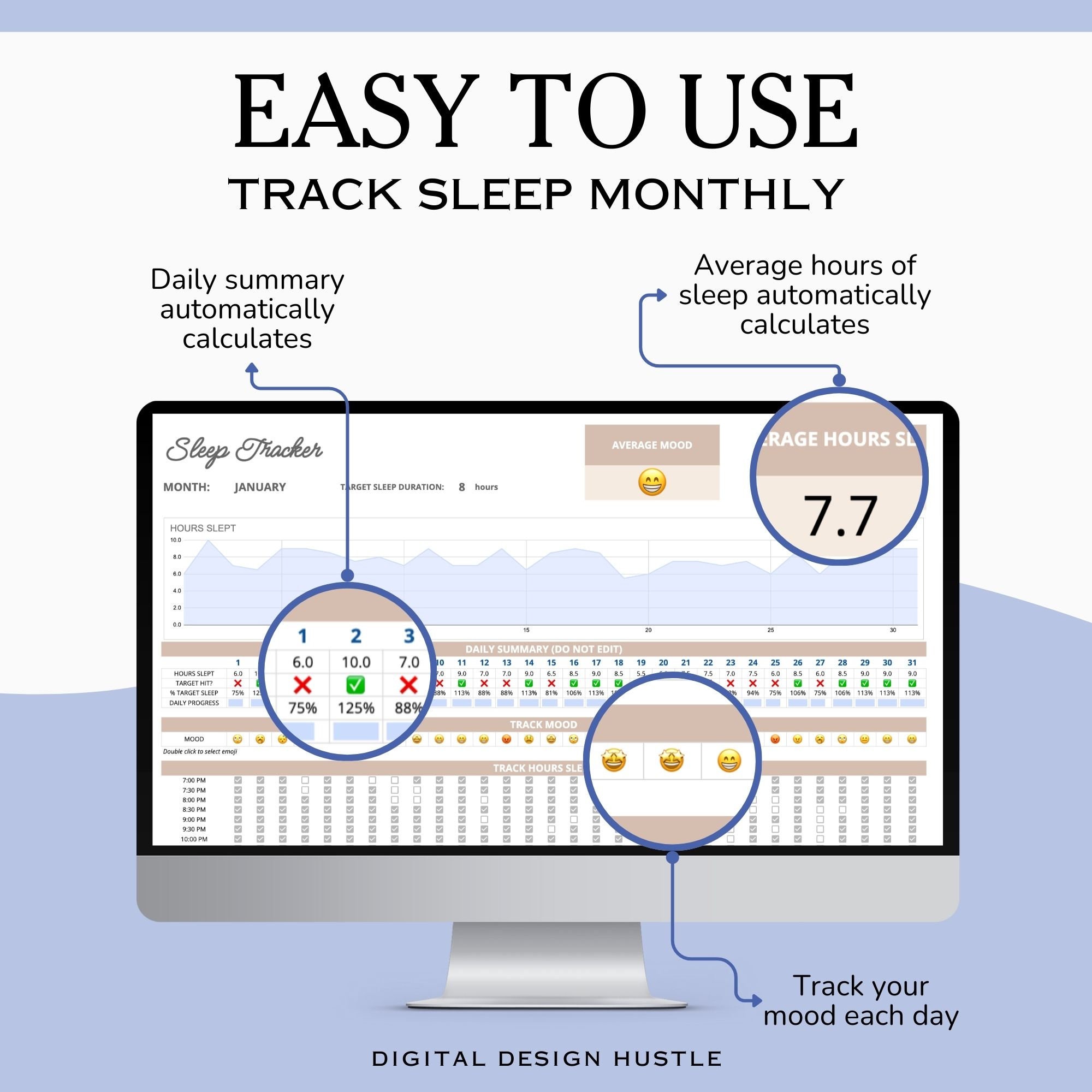 Sleep Tracker Google Sheets, Sleep Tracker Spreadsheet, Mood Tracker Google Sheets, Mood Tracker ...