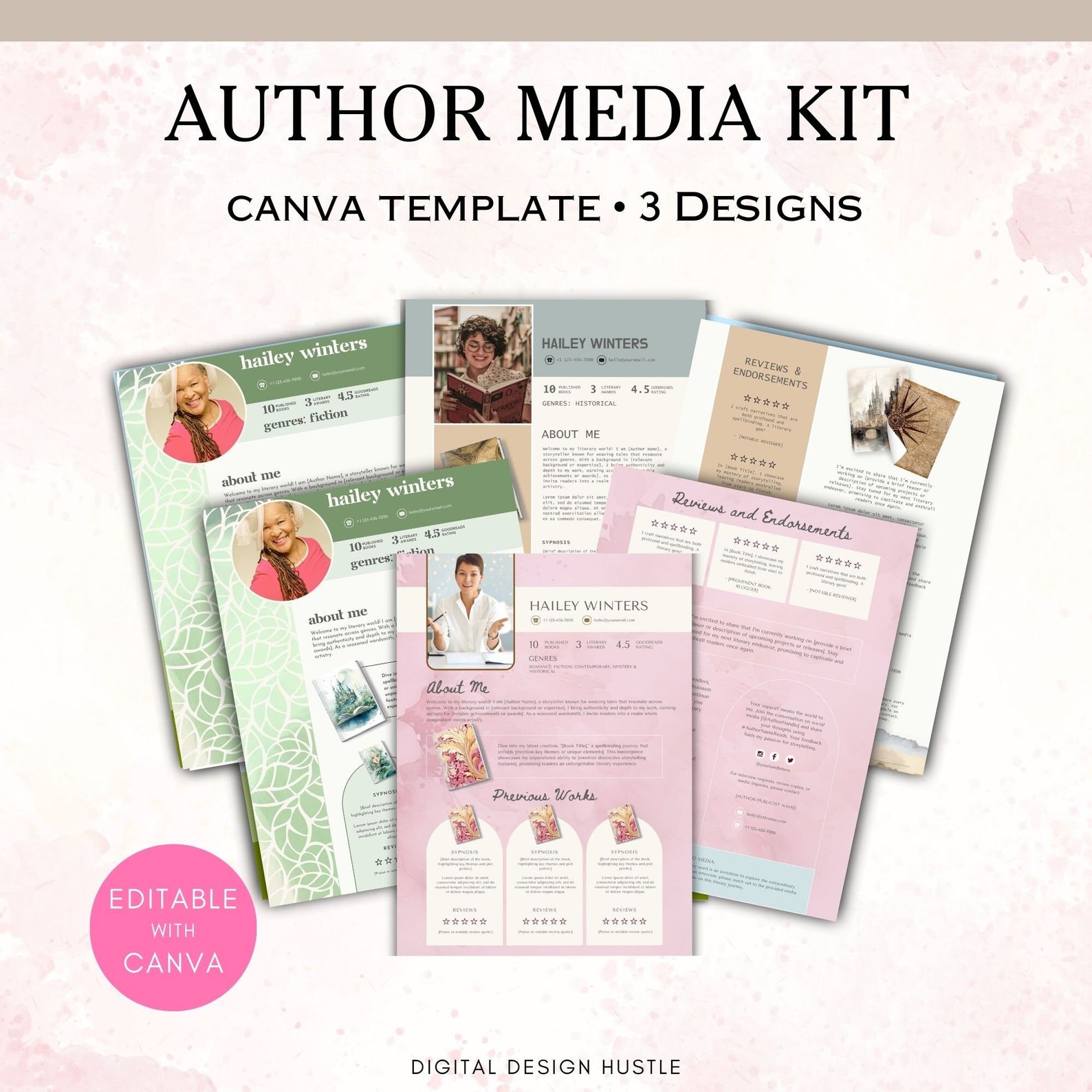 Author Media Kit Canva Template, Media Kit for Author, Author Media Kit ...