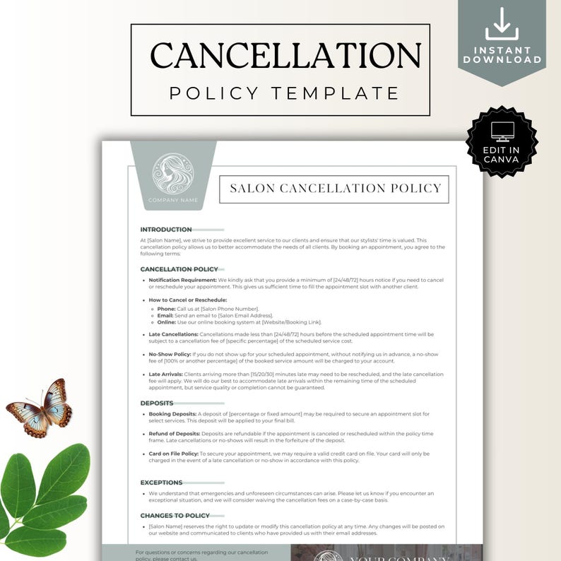 Salon Cancellation Policy Template Canva Editable,hair Salon Policy ...