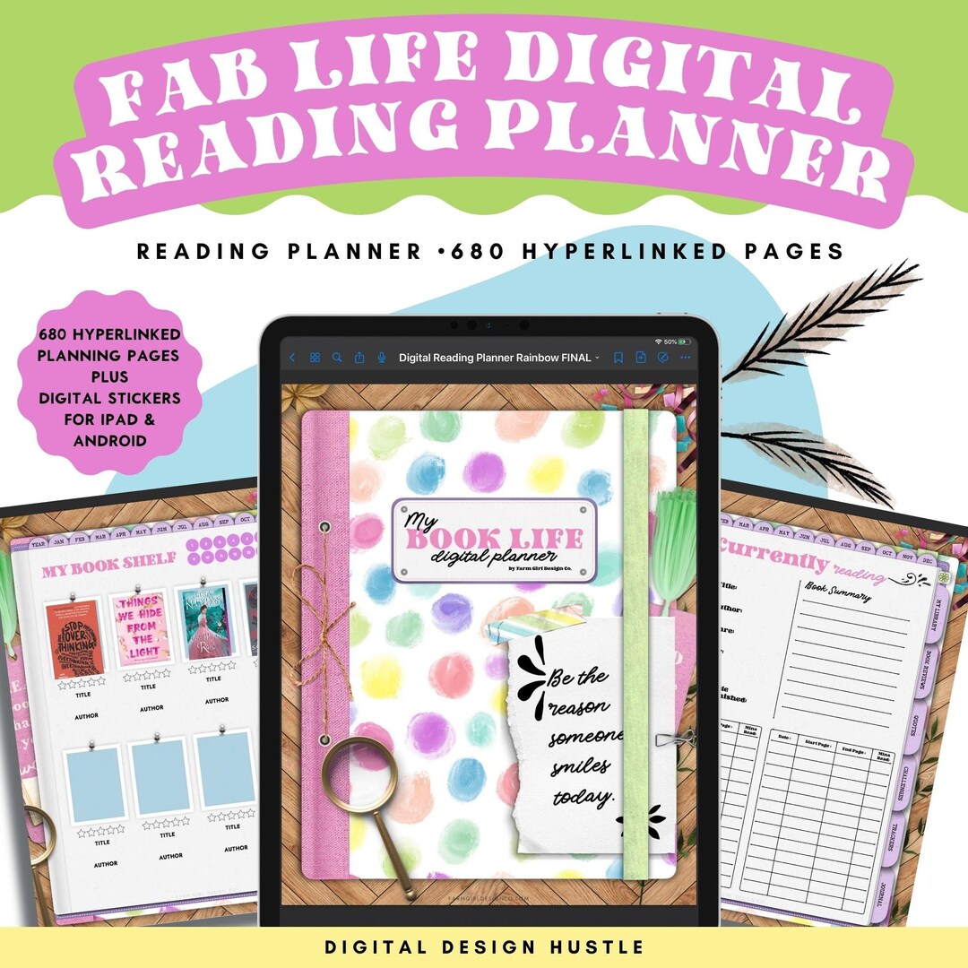 Digital Reading Book Journal, Reading Planner and Tracker Spreadsheet ...