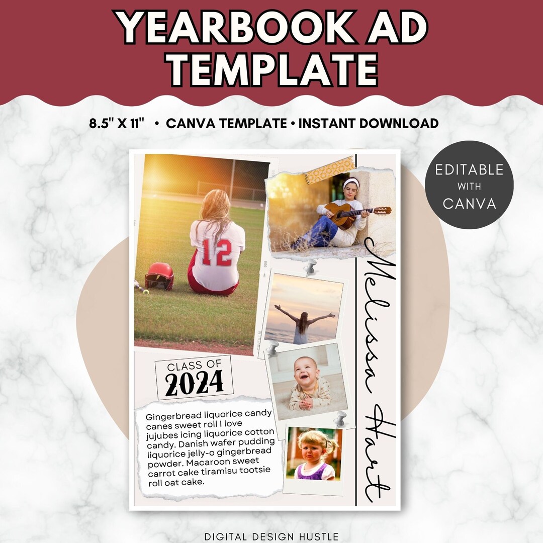 Yearbook Ad Canva Template, Full Page Senior Yearbook Ad Template ...
