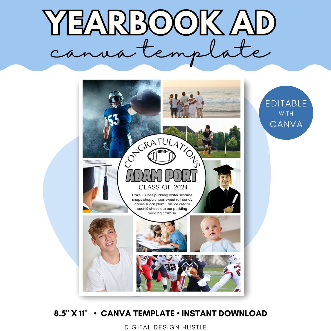 Yearbook Ad Canva Template, Full Page Senior Yearbook Ad Template ...
