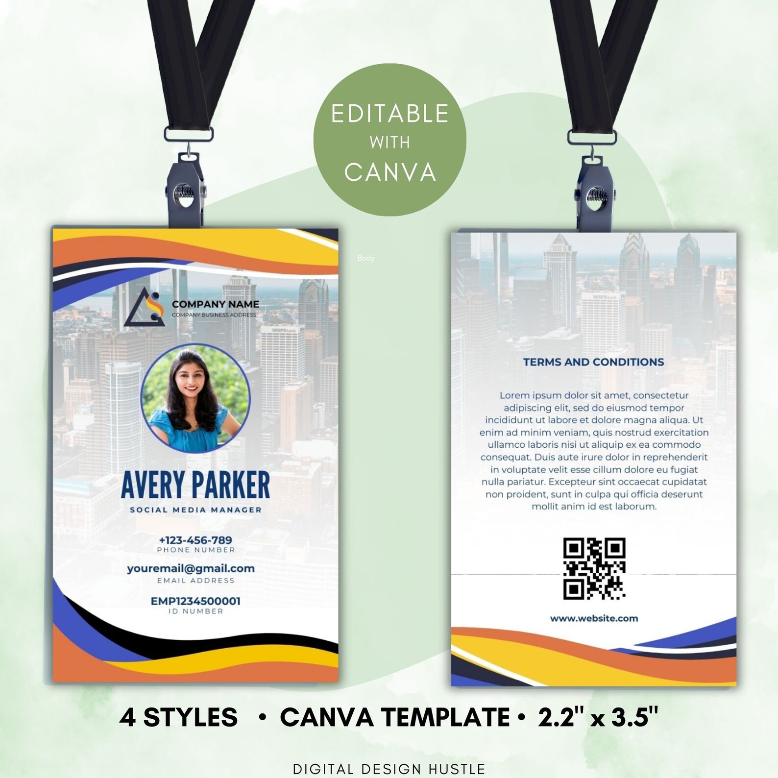 ID Badge Canva Template Employee ID Badge Editable Badge, Teacher Id ...