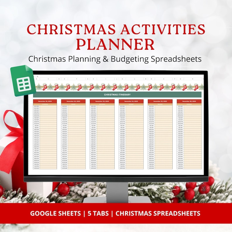 Christmas Planner Spreadsheet Google Sheets, Christmas Gift Spreadsheet ...
