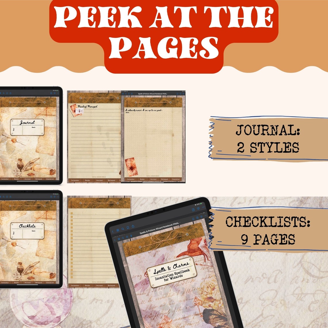 World of Wizards Digital Reading Journal, Digital Reading Planner ...