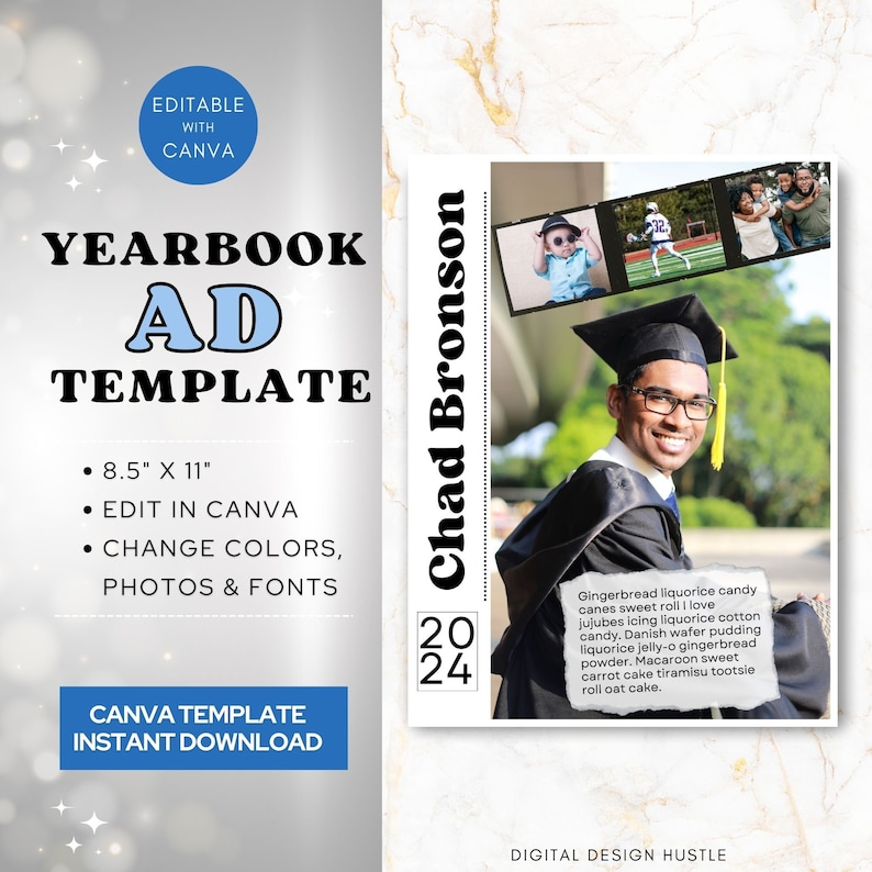 Yearbook Ad Canva Template, Full Page Senior Yearbook Ad Template ...