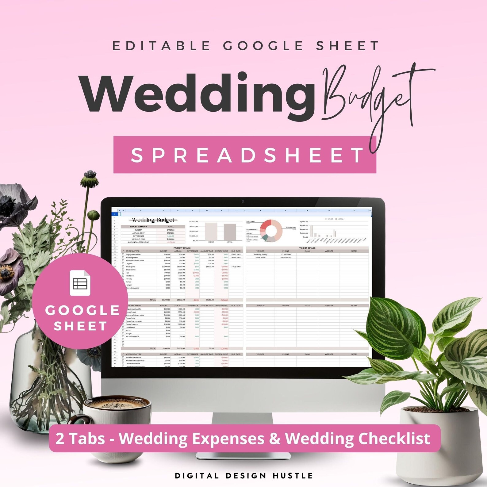 Wedding Budget Spreadsheet Google Sheets, Wedding Planning Budget ...
