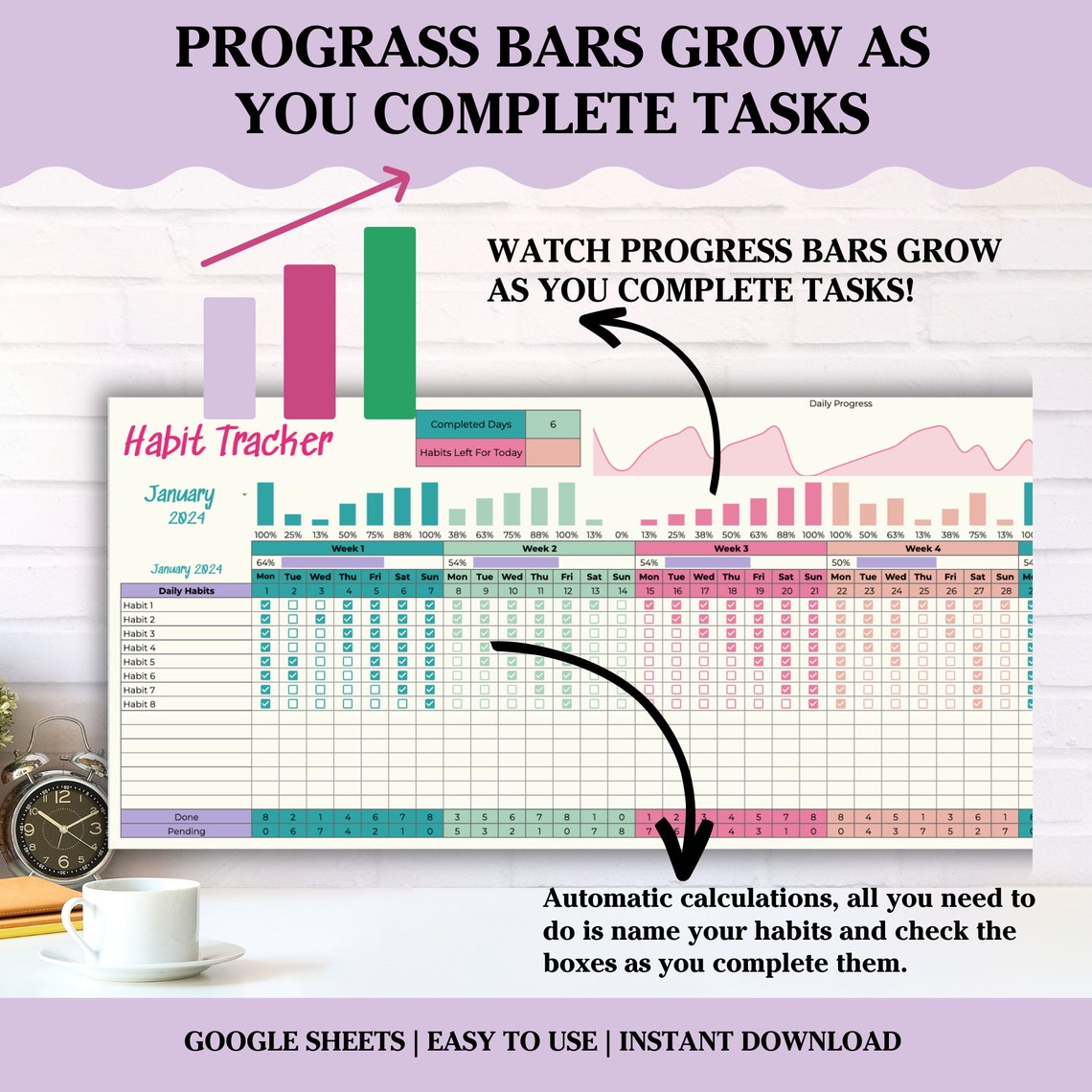 Habit Tracker Spreadsheet, Google Sheets Habit Tracker, Habit Tracker ...