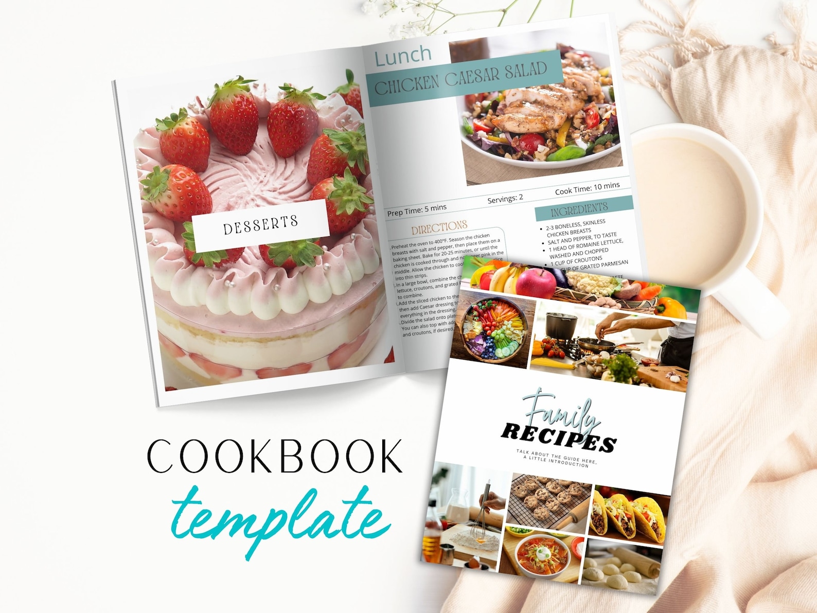 Recipe Book Template, Cook Book Template Canva, Editable Recipe ...