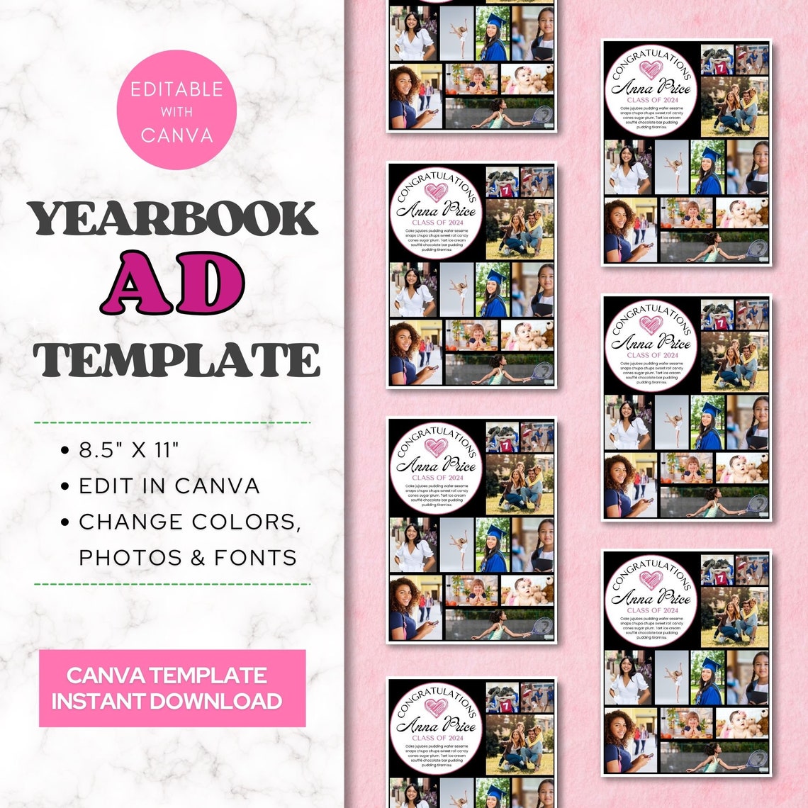 Yearbook Ad Canva Template, Full Page Senior Yearbook Ad Template ...
