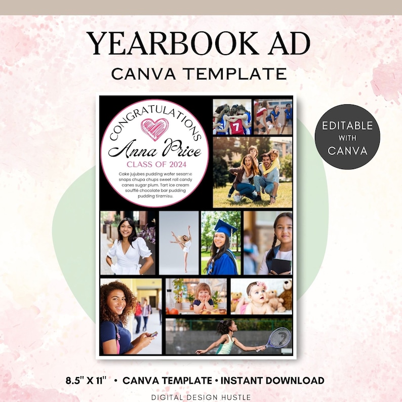 Yearbook Ad Canva Template, Full Page Senior Yearbook Ad Template ...