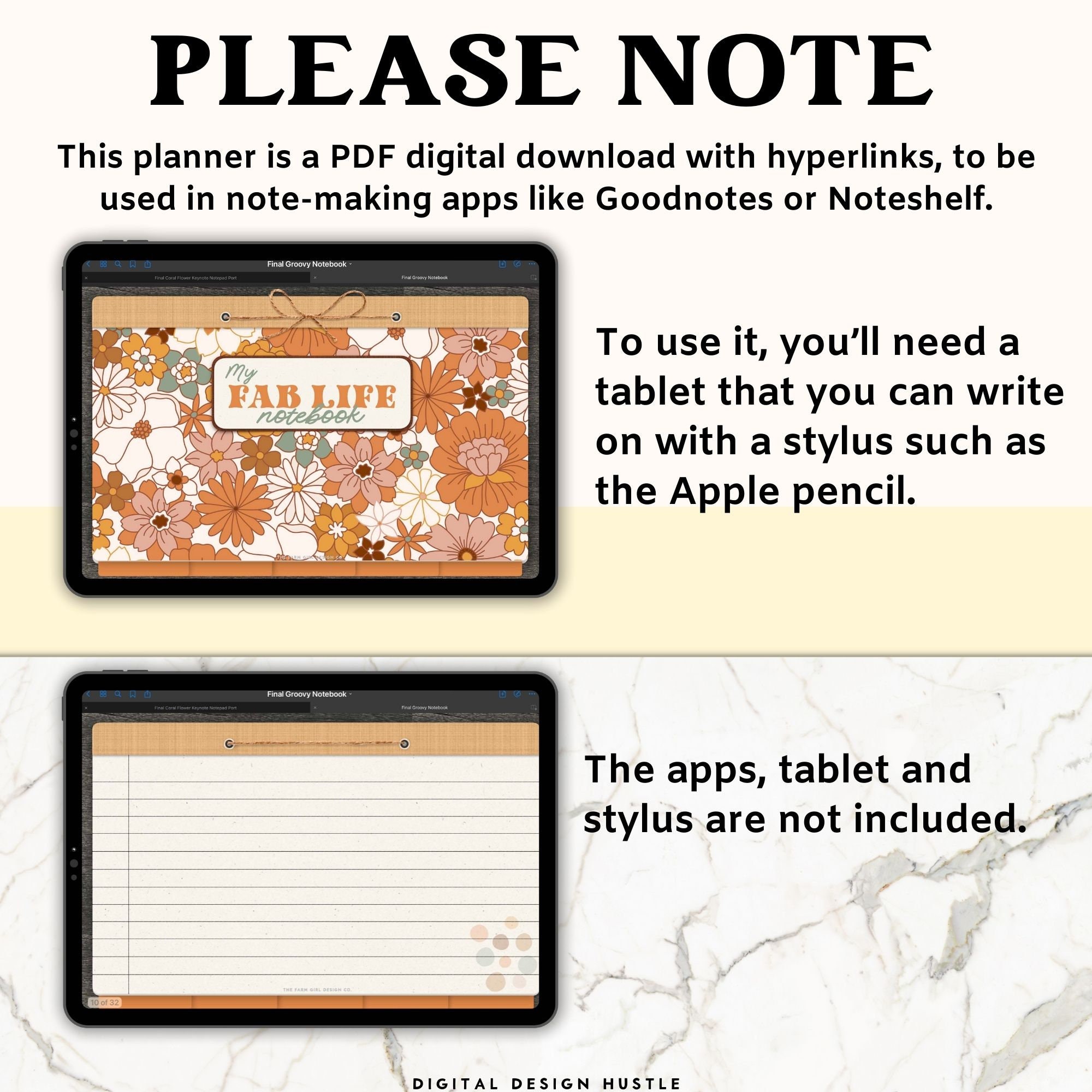 Boho Digital Notebook, Digital Planning Notebook, Digital Bullet ...