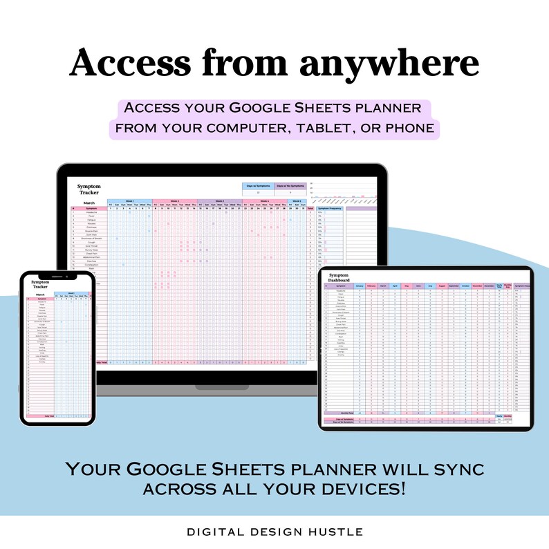 Symptom Tracker Google Sheets, Chronic Symptom Tracker, Symptom Journal ...