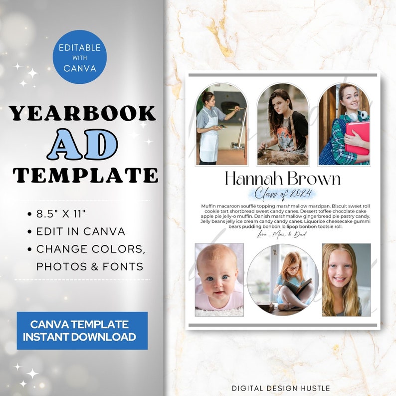 Yearbook Ad Canva Template, Full Page Senior Yearbook Ad Template ...