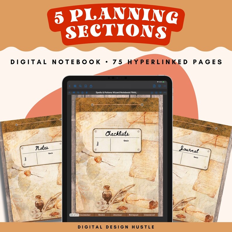 World of Wizards Digital Reading Journal, Digital Reading Planner ...