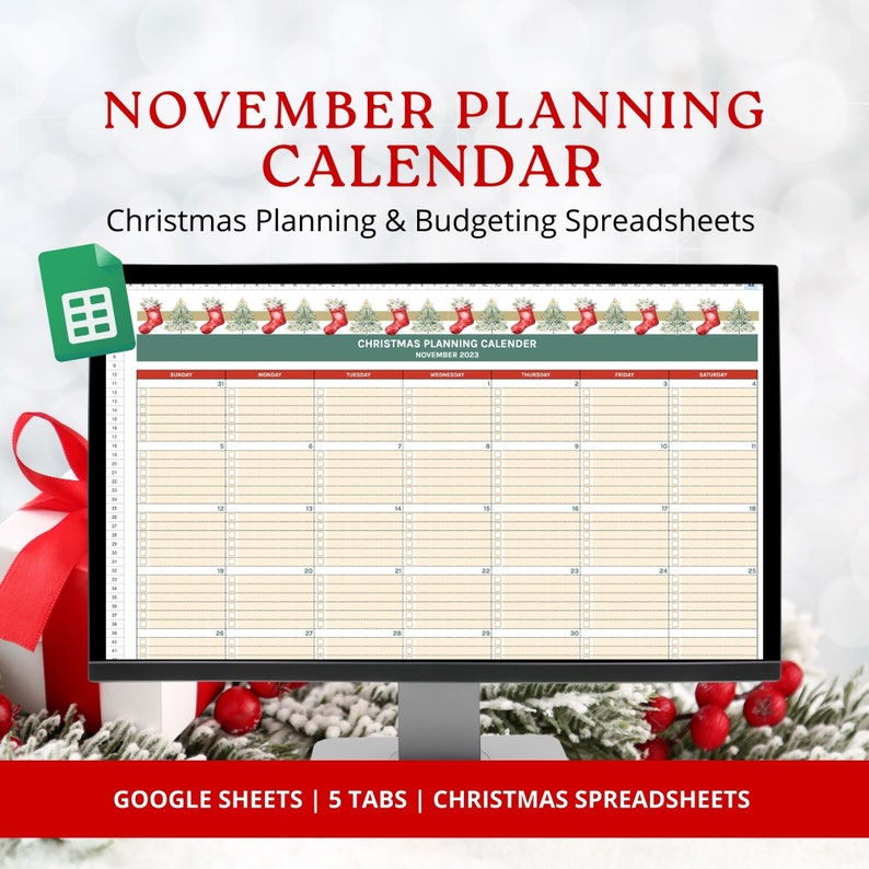 Christmas Planner Spreadsheet Google Sheets, Christmas Gift Spreadsheet ...