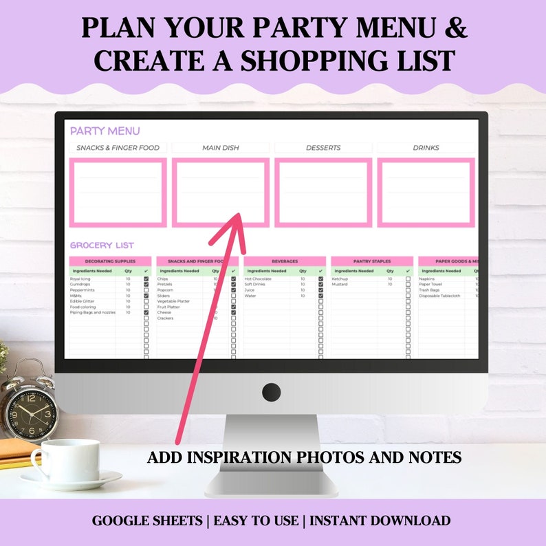 Digital Event Planner Spreadsheet, Google Sheets Birthday Planner ...
