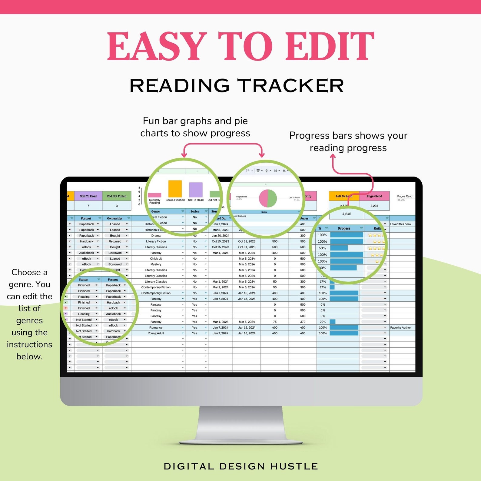 Google Sheets Reading Tracker, Book Series Tracker Google Sheetsbook ...