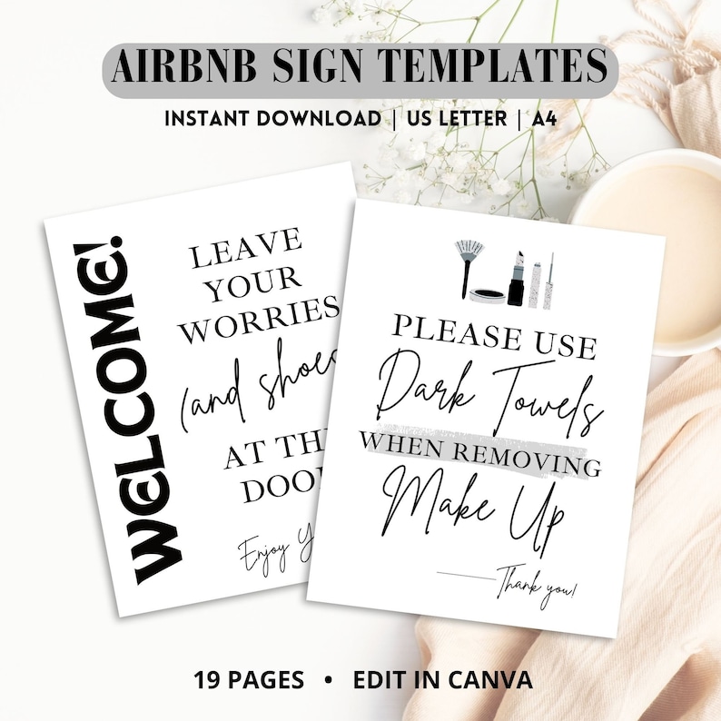 Airbnb Signs, Airbnb Sign Bundle Canva, Airbnb Template, Airbnb Welcome ...