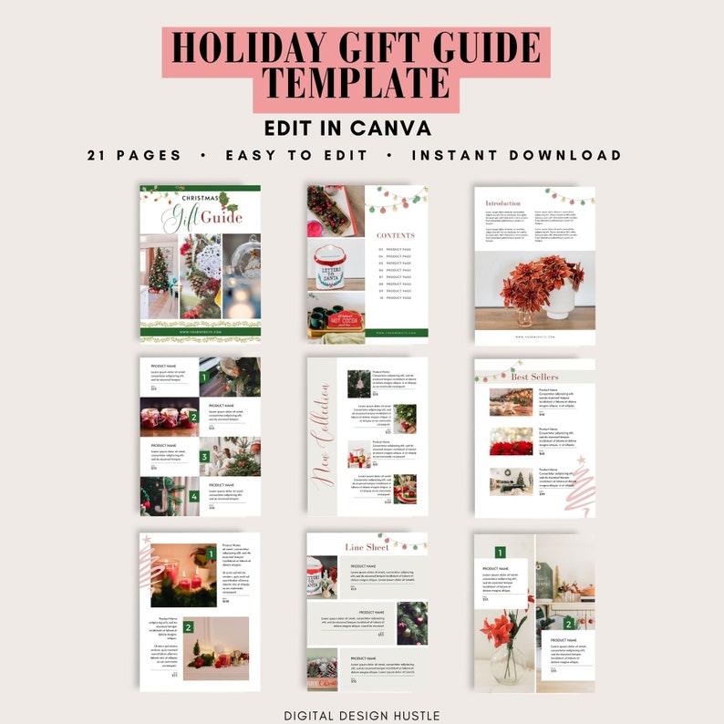 Christmas Gift Guide Template, Christmas Catalog Template, Holiday Gift ...