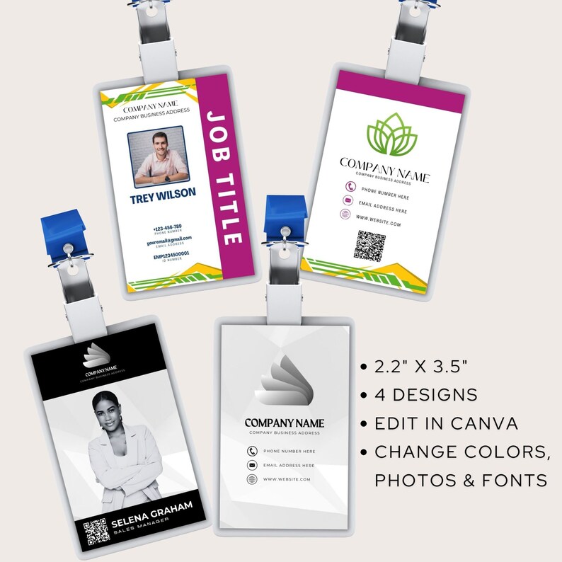 ID Badge Canva Template Employee ID Badge Editable Badge, Teacher Id ...