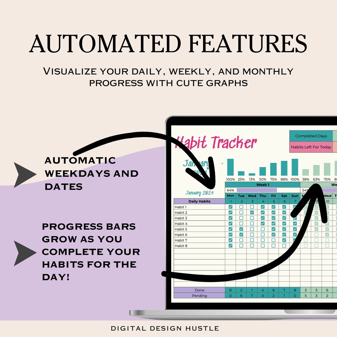 Habit Tracker Spreadsheet, Google Sheets Habit Tracker, Habit Tracker ...