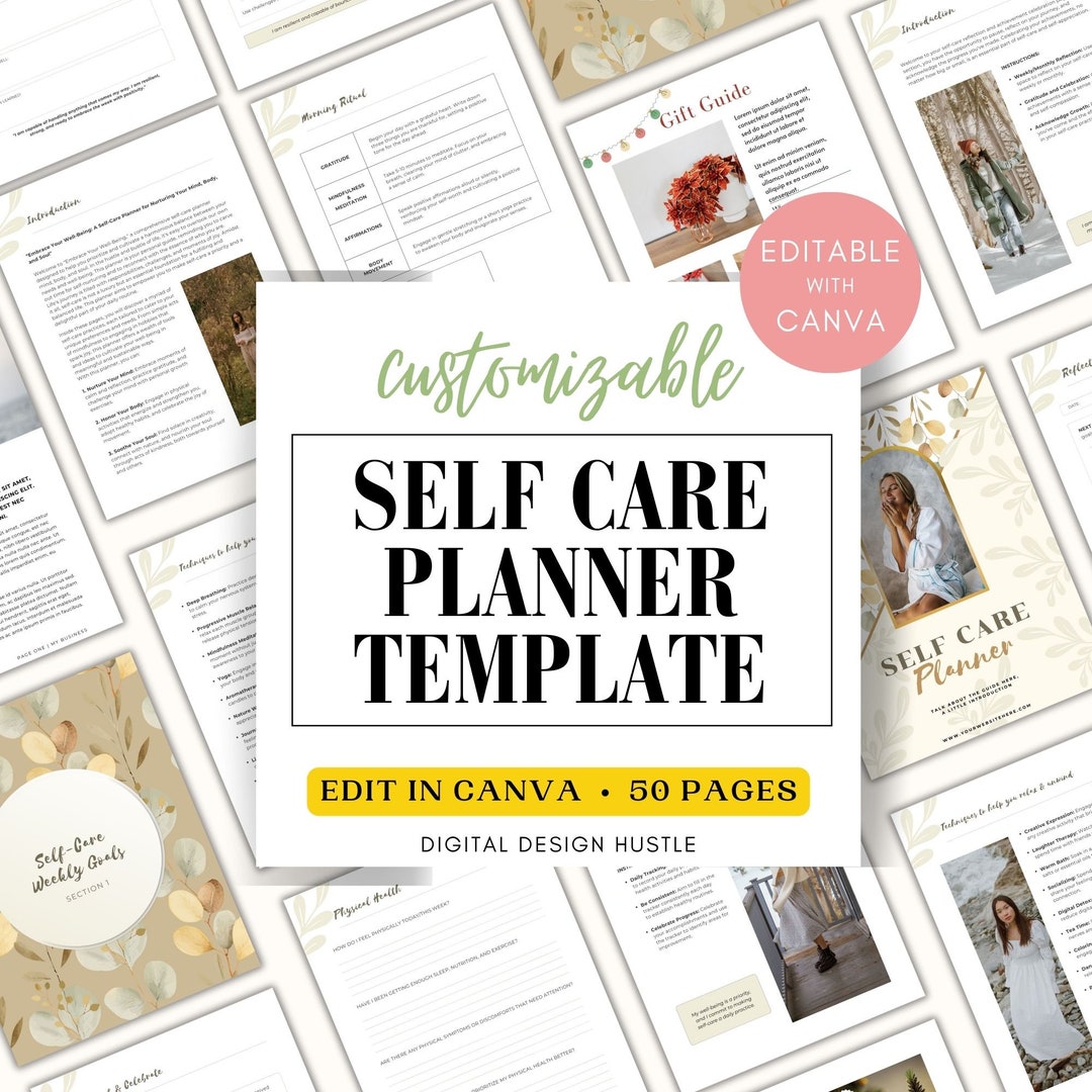 Self Care Planner Canva Template, Self Care Ebook Planner, Self Care Planner Editable, Self-love ...