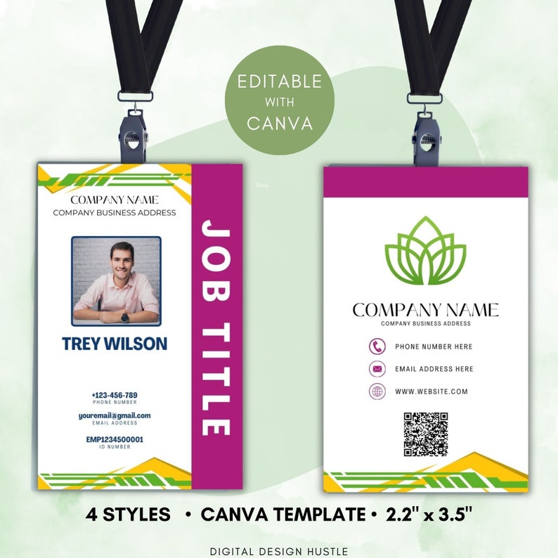 ID Badge Canva Template Employee ID Badge Editable Badge, Teacher Id ...