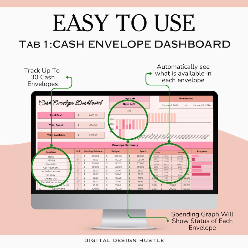 Cash Envelope Spreadsheet, Budget Spreadsheet Cash Envelope,cash ...