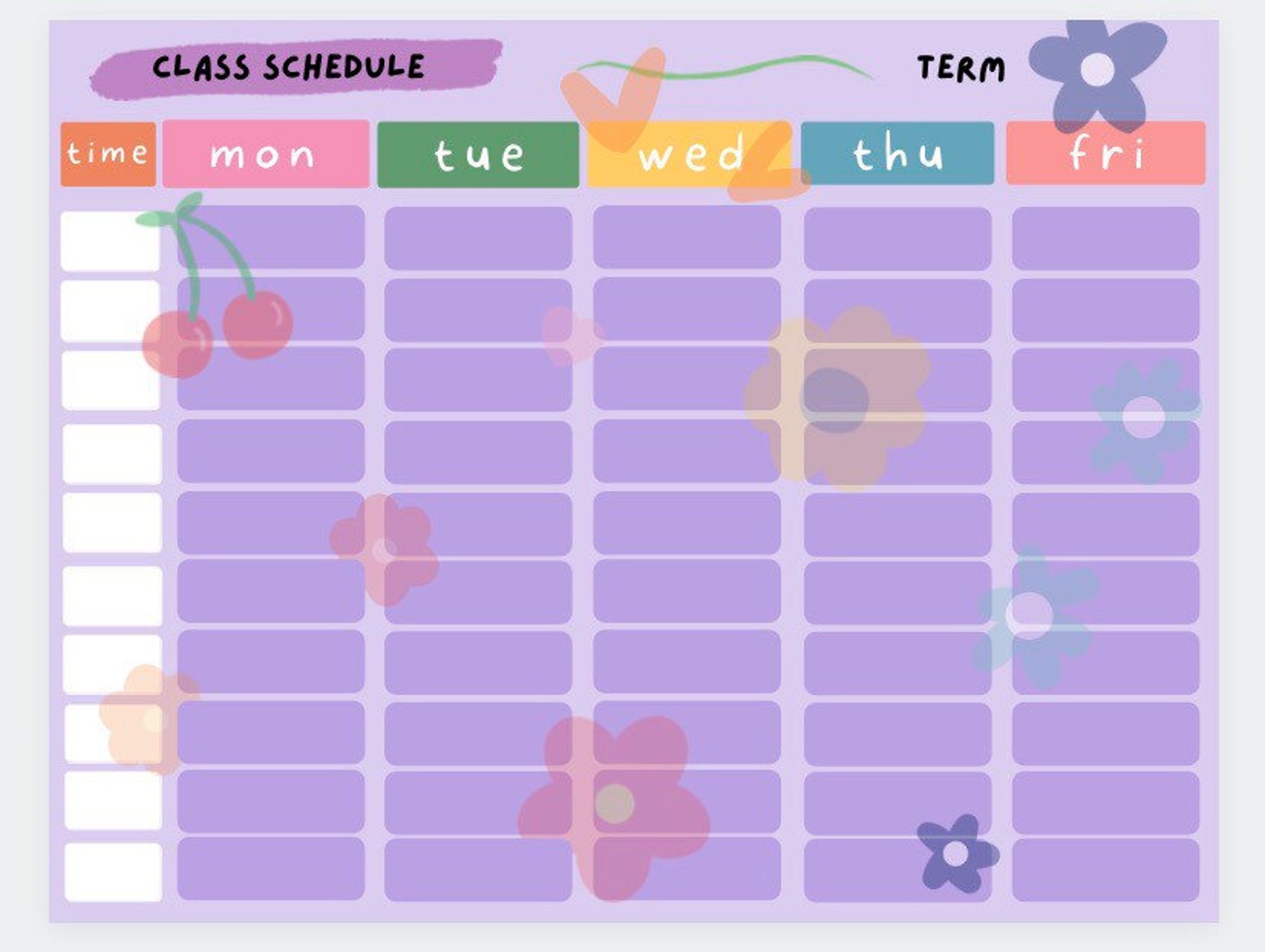 Cute printable class schedule | Etsy