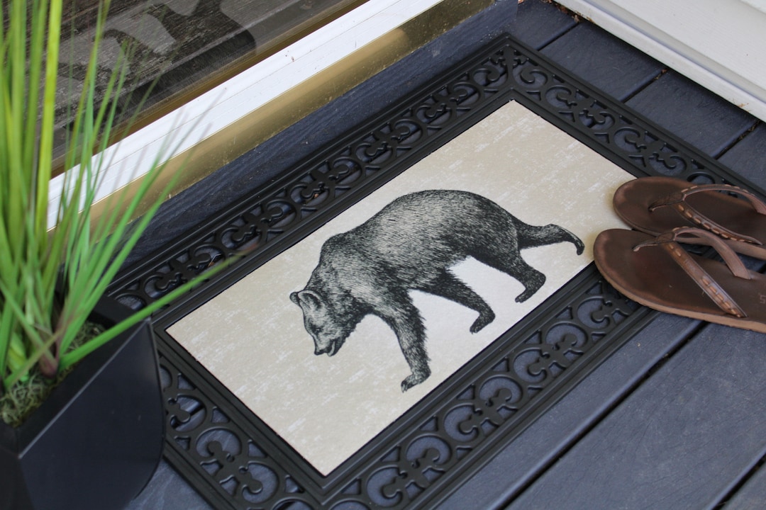 Doormat, Interchangeable Doormat, Rustic Doormat, Bear Doormat, Cabin ...