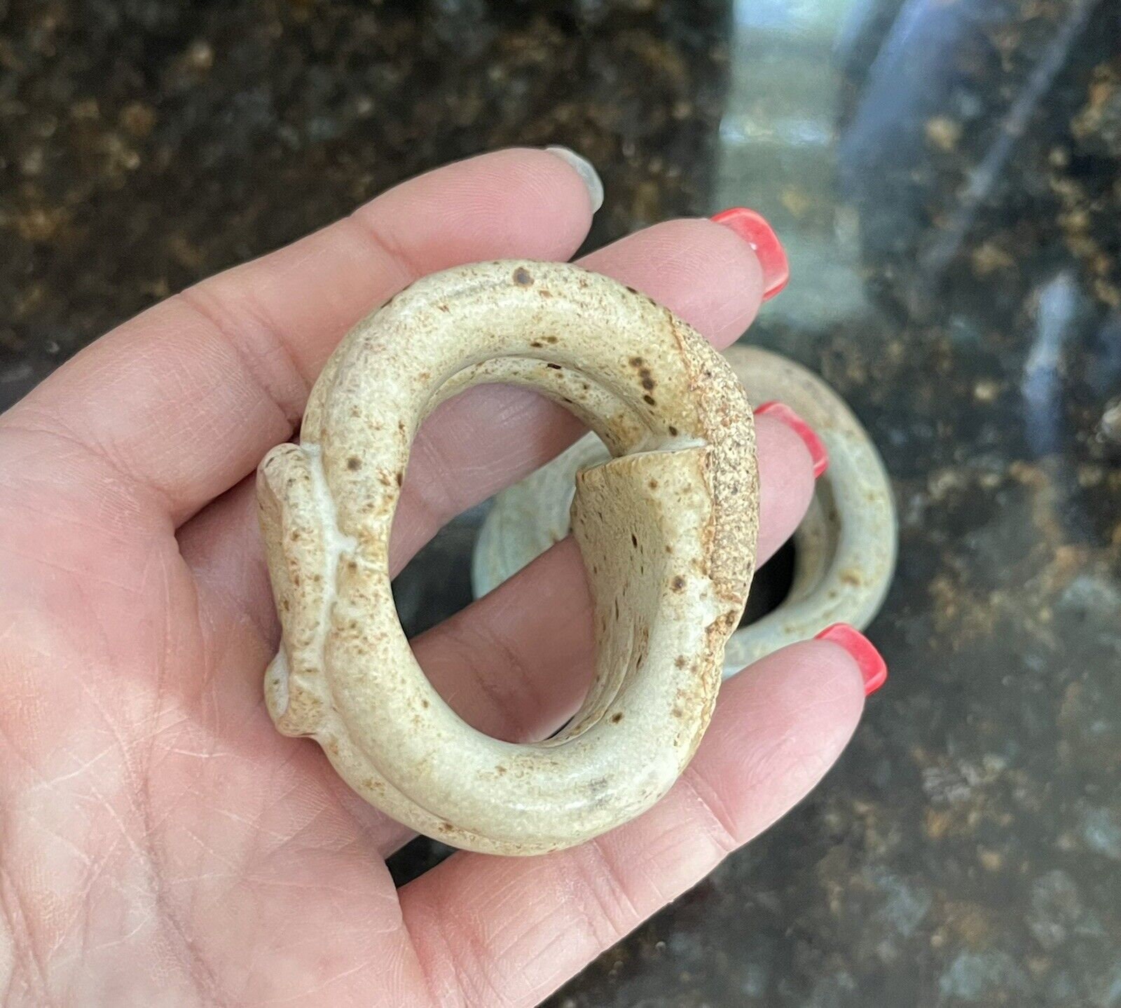 Artisan Handmade Pottery Napkin Rings Stoneware Set of 2 Blue Beige ...
