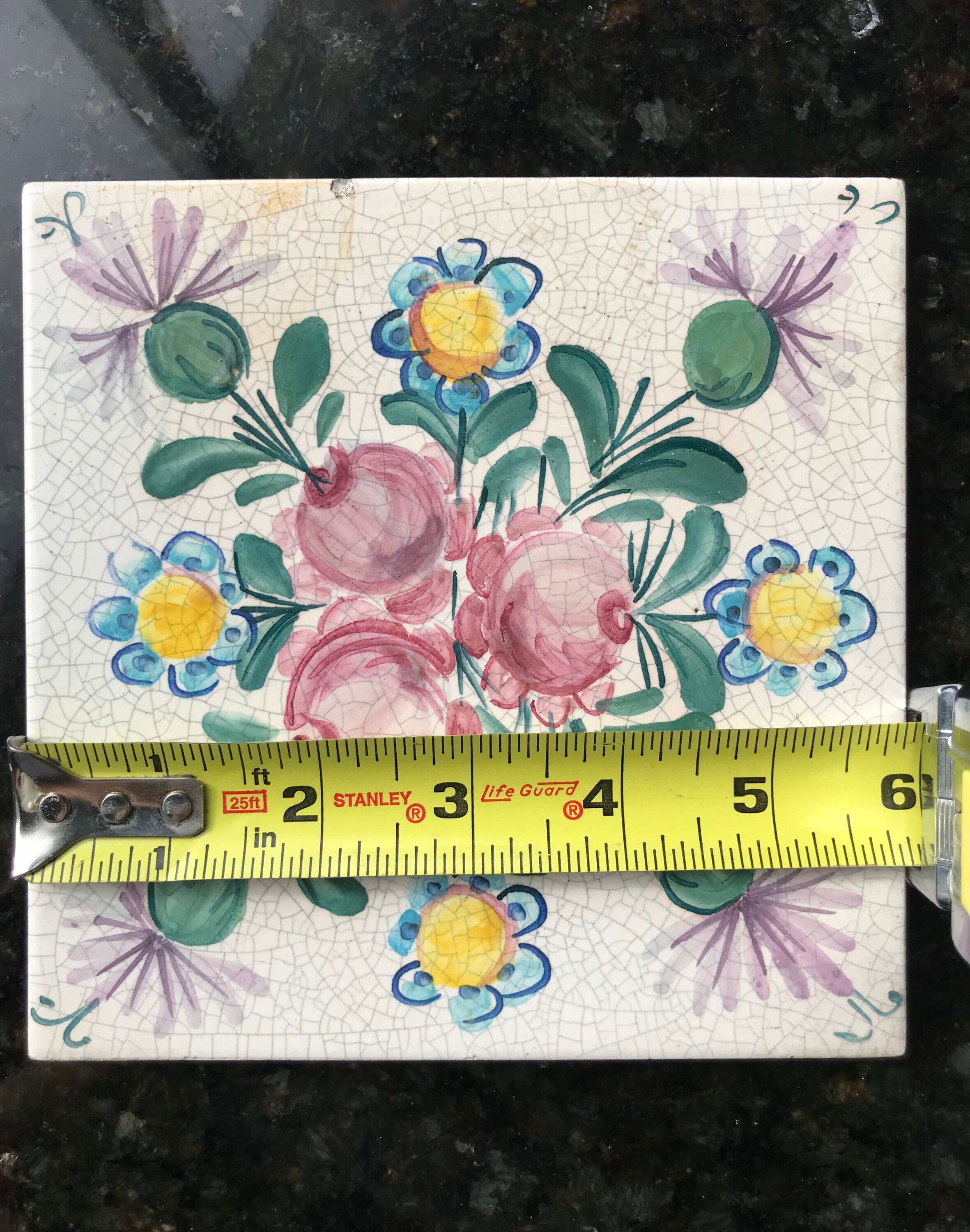 Vintage Hand-painted German Wall Tile Trivet Floral Cottage - Etsy
