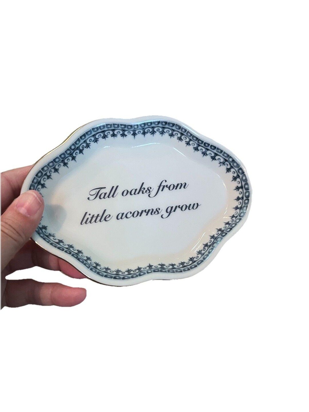 NEW Andrea by Sadek Trinket Dish - Inspirational Quote Blue White ...